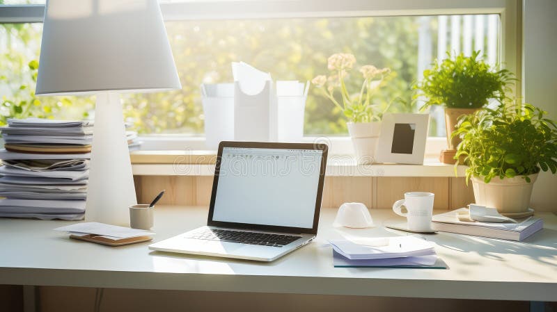 Organized desk paper stock illustration. Illustration of generated ...