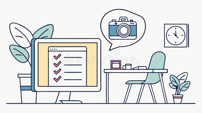 Organized Desk Setup for Efficient Digital Work, Vector Design ...