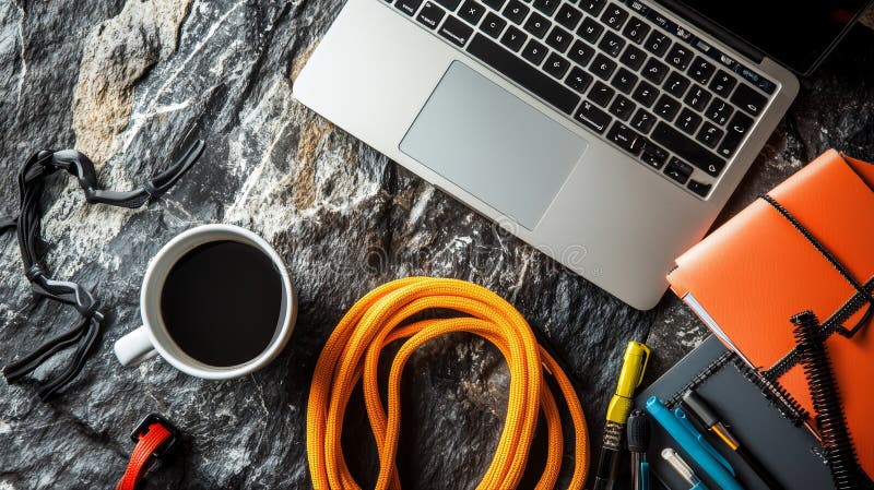 Organized Desk with Tech Tools. Stock Illustration - Illustration of ...