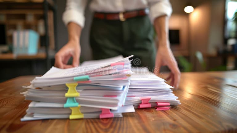 The Organized Document Stack.AI Generated Image Stock Photo - Image of ...