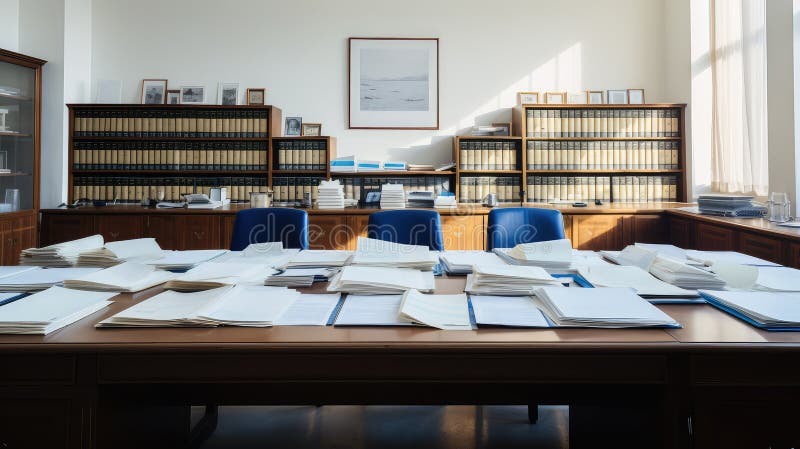 Organized Documents on Table Stock Illustration - Illustration of ...