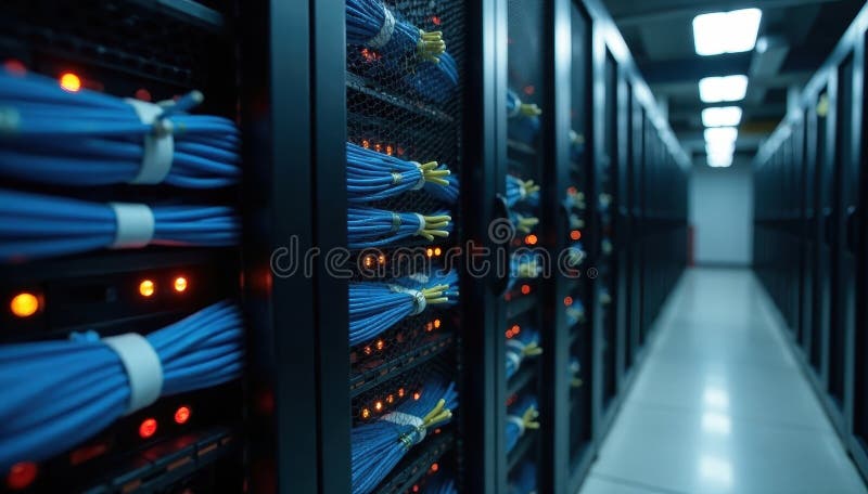Organized Fiber Optic Cables, Server Room Detail, Patch Panel ...