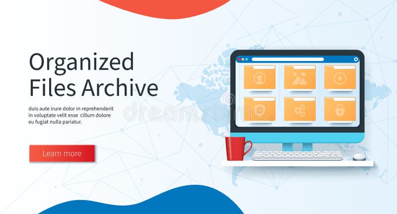 Organized Files Archive Concept in 3D Style Stock Vector - Illustration ...