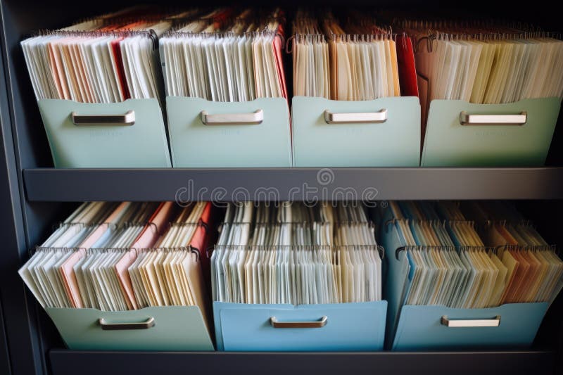 A Filing System with Clearly Labeled Files, Dividers, and Folders Stock ...