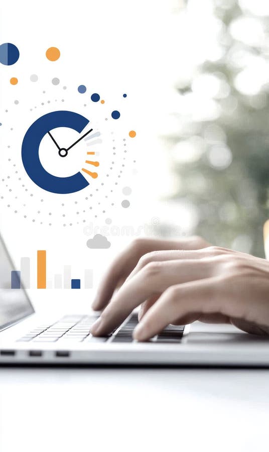 Organized Flow: Digital Workspace with Laptop Structured Information ...