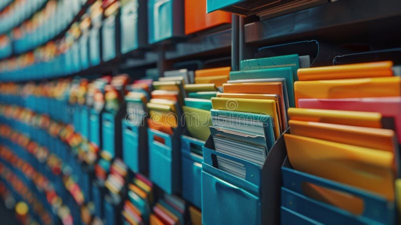 Organized Folders and Search Functionality in a Document Management System Interface. Stock ...