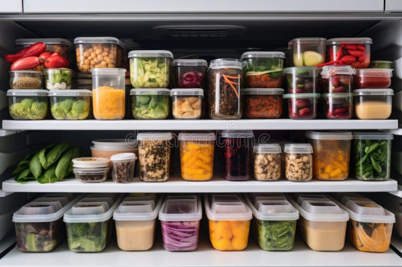 Organized Fridge with Labeled Meal Prep Containers and Ingredients ...