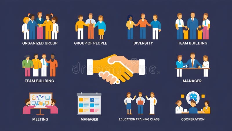 Organized Group Illustrations Highlighting Teamwork and Diversity Stock ...