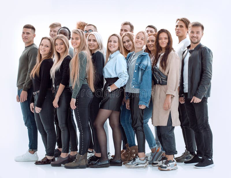 Organized Group of Young Smiling and Looking at the Camera. Stock Image ...