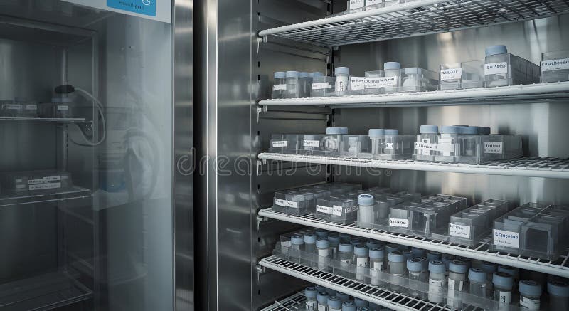 Organized Laboratory Refrigerator with Samples and Containers: a ...