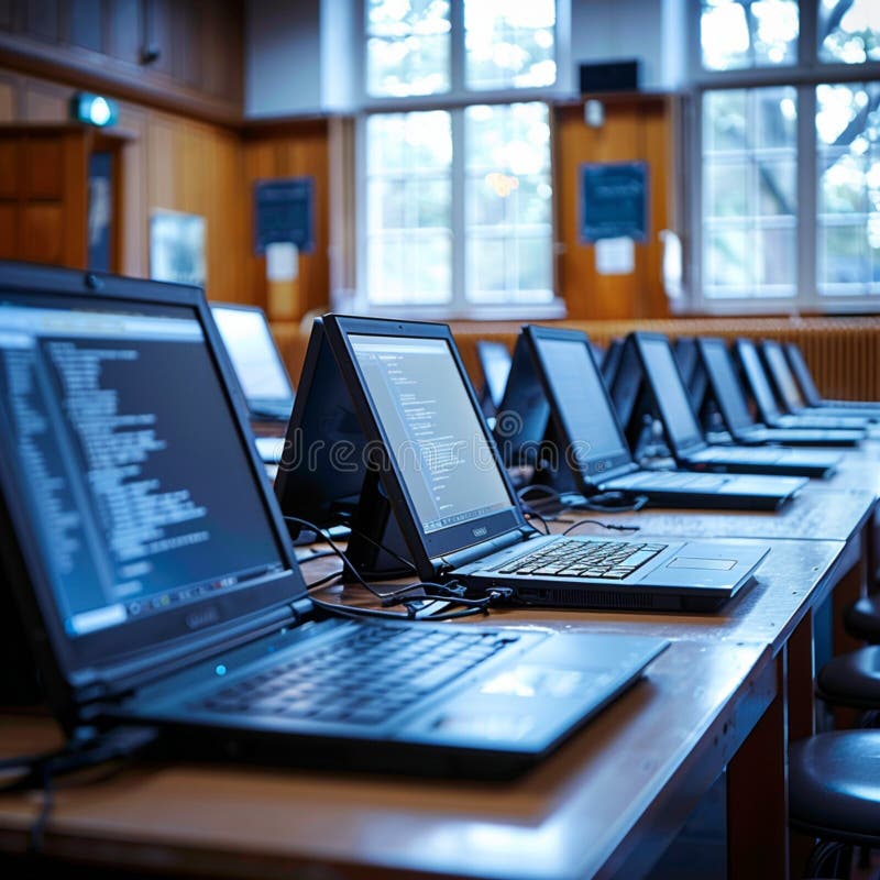 Organized Learning Environment Laptops Arranged Neatly in Training Room ...