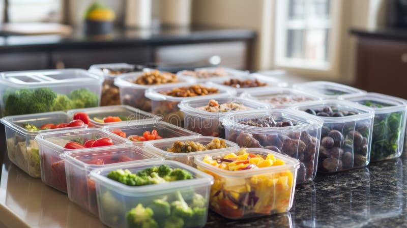 Organized Meal Prep Healthy Foods in Tupperware for Efficient Batch ...