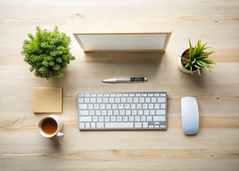 Organized Modern Workspace a TopDown View of a Stylish and Efficient ...