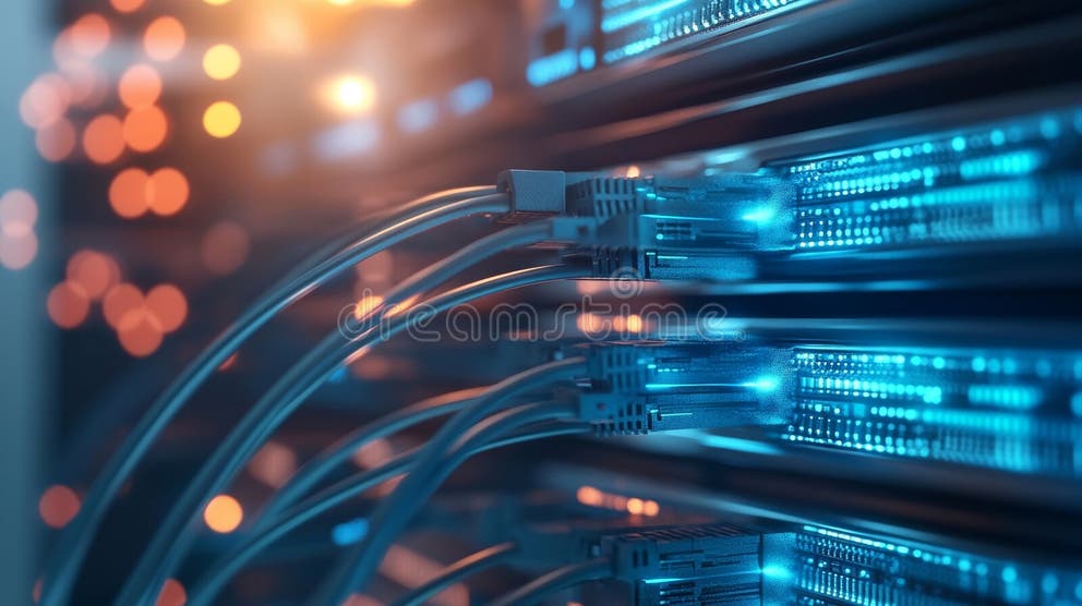 Organized Network Infrastructure Data Cables and Patch Panels in a ...