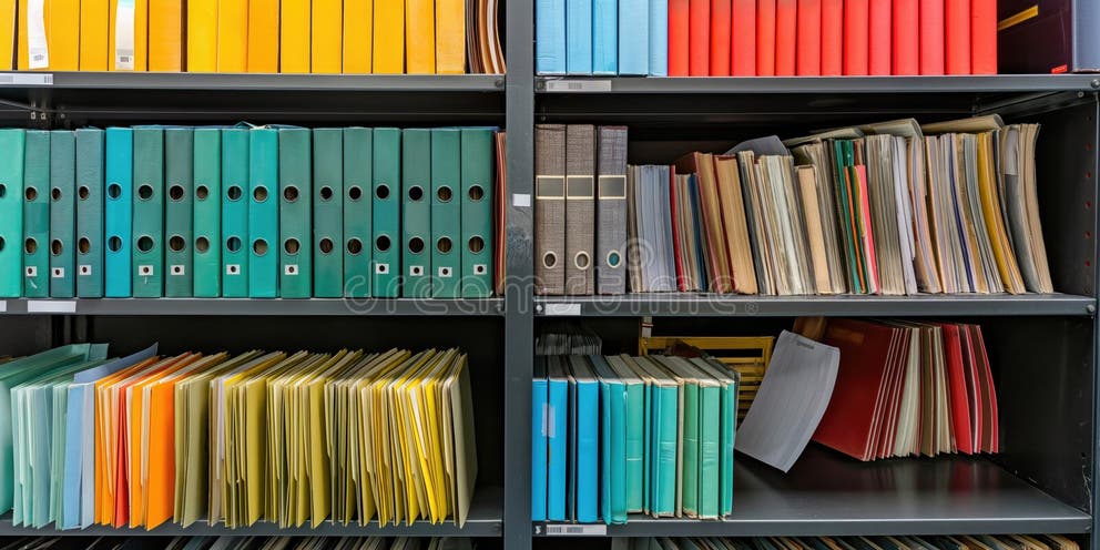 Organized Office Binder Shelves. Document Management, Paperwork Storage ...