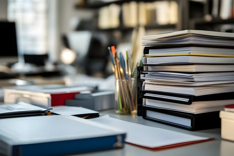 An Organized Office with Blue Numbered Cubicles, Desks, Monitors, and ...