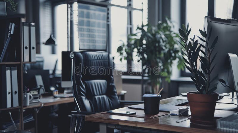 Organized Office Desk in a Work Setting Stock Illustration ...
