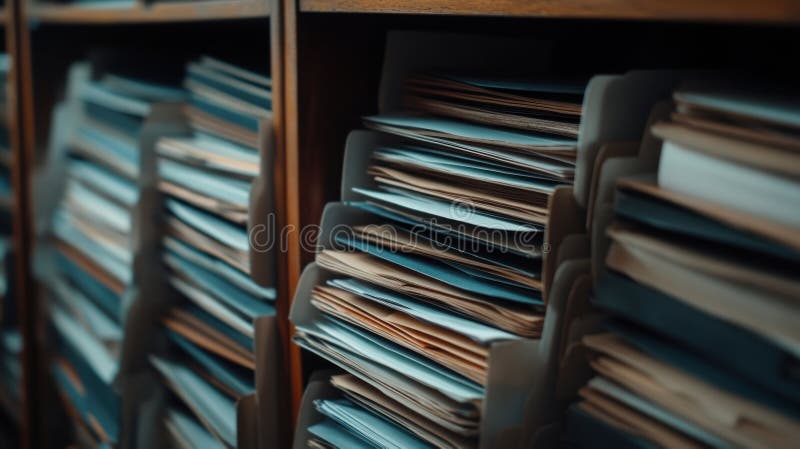 Organized Office Files: Documents and Folders on Shelves Stock ...