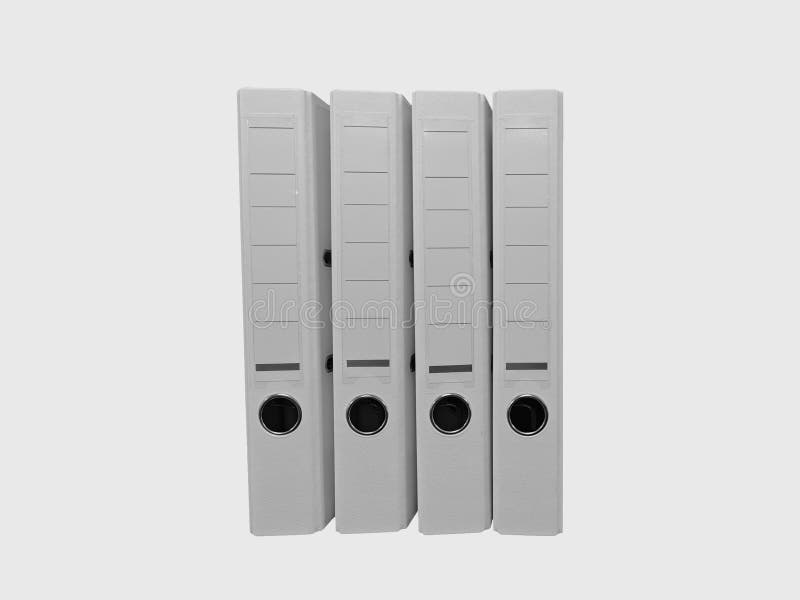 Organized Office Materials Stored in Gray Binders on a Plain Background ...