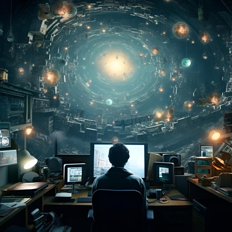 A Computer Workstation in the Middle of an Office with Several ...