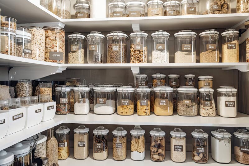 Organized Pantry with Labeled Jars and Bins for Easy Access Stock ...