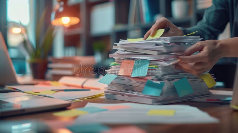 The Organized Paperwork Stack.AI Generated Image Stock Photo - Image of ...