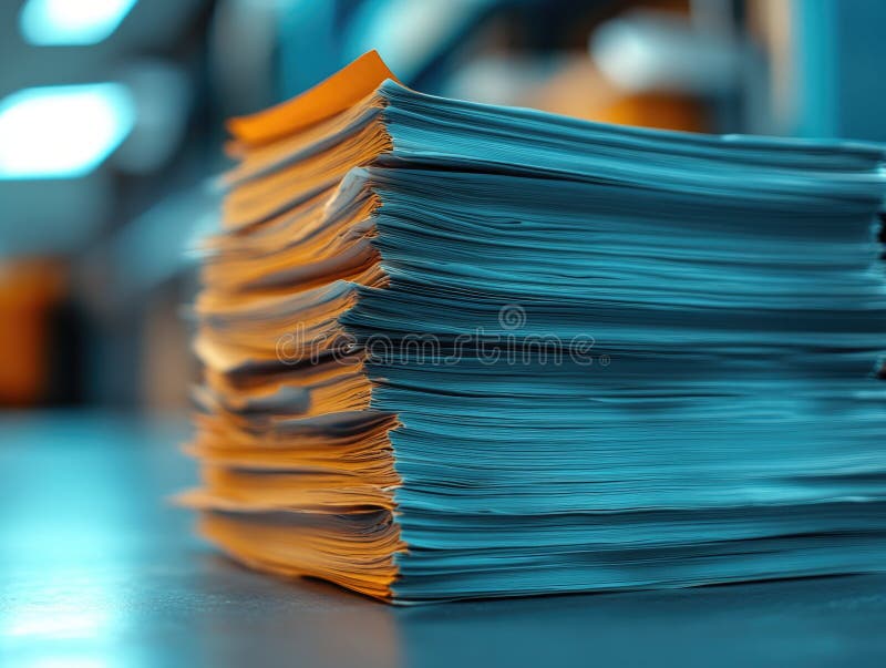An Organized Pile of Papers with Colorful Sticky Notes Stock Photo ...