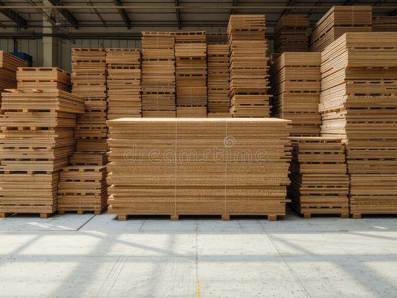 Organized Plywood Stacks in a Modern Industrial Warehouse a Visual ...