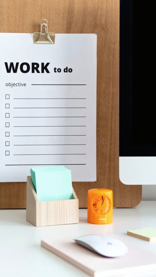 Organized Productivity Workspace Showing a Mounted WORK Checklist Panel ...