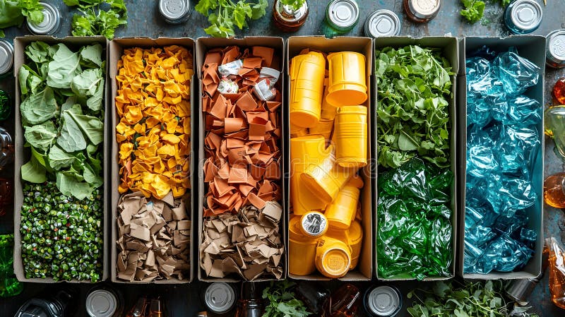 Organized Recycled Materials in Color-Coded Compartments Stock ...