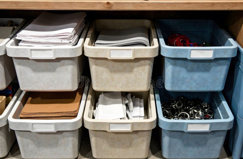 Organized Recycling Bins with Sorted Materials Stock Illustration ...