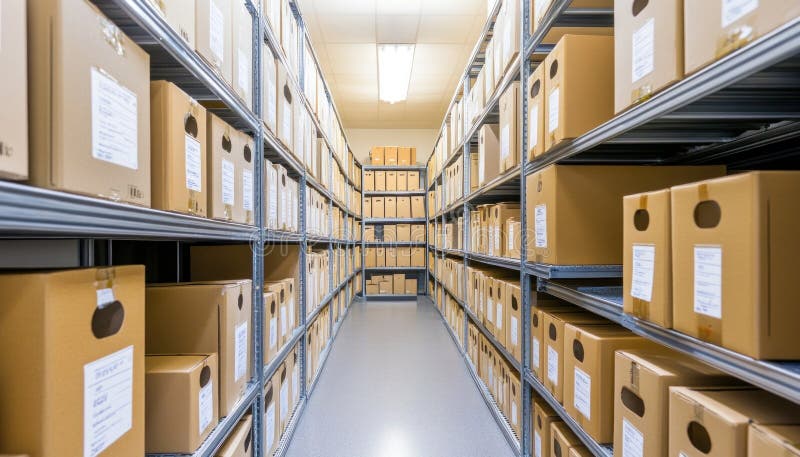 Cardboard Boxes Storing Goods in a Modern Warehouse Stock Image - Image ...