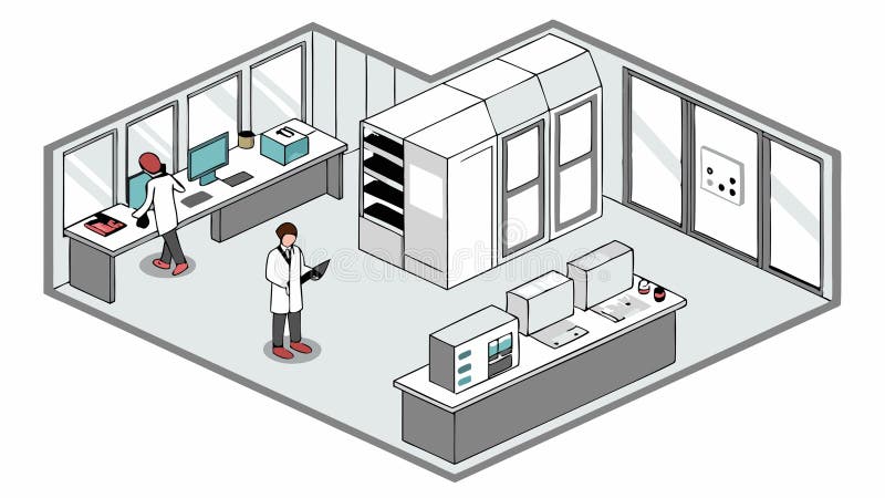 Organized Sample Storage in a Modern Research Lab. Vector Design ...