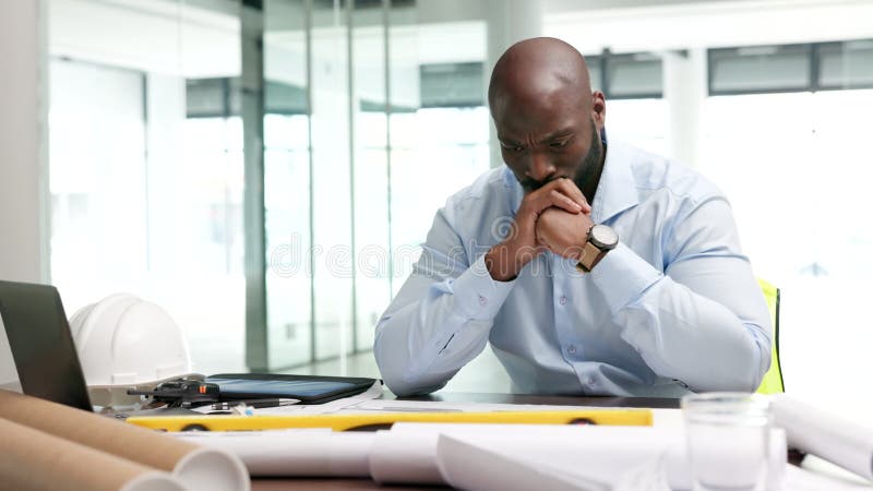 Engineer, Thinking and Black Man with Solution, Problem Solving and ...