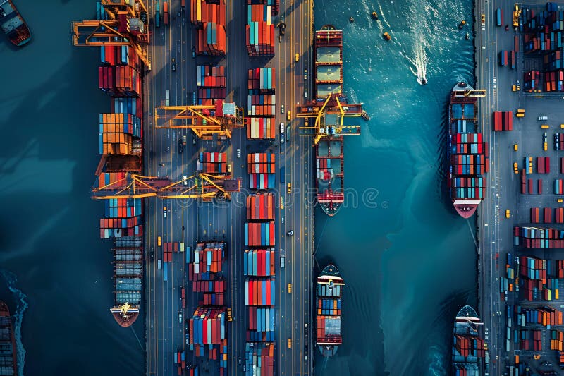 Organized Shipping Containers in Harbor. Generative AI Stock ...