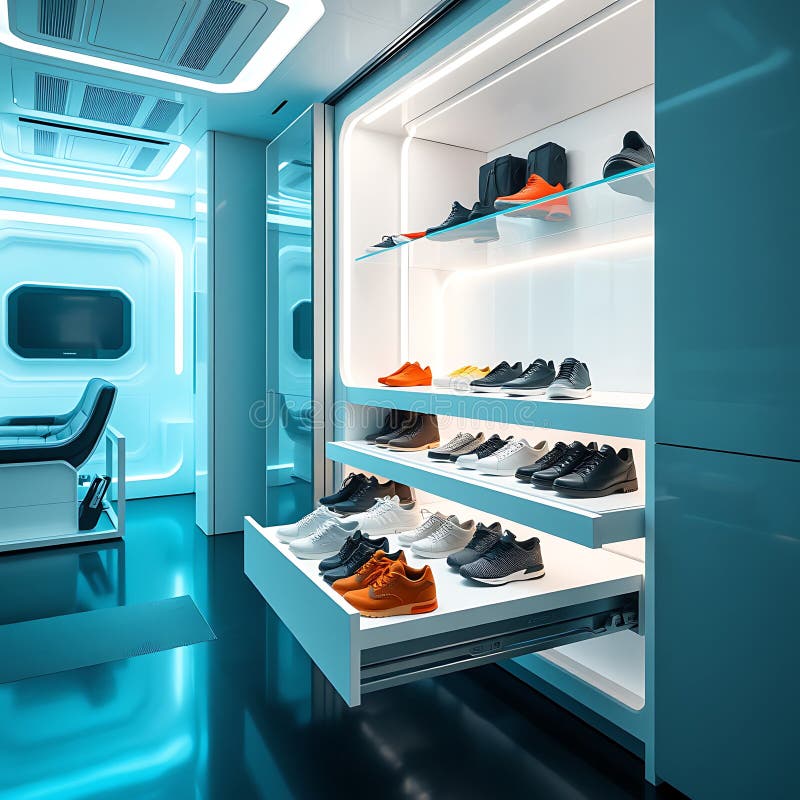 An Organized Shoe Storage Space with Pull Out Drawers Showcasing ...