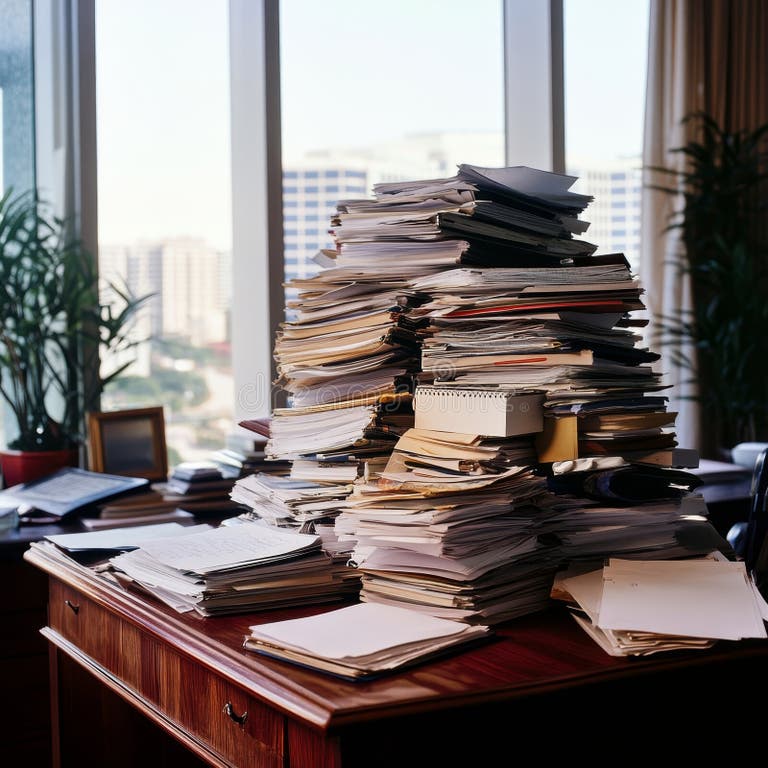 Organized Stack of Business Documents on a Professional Office Desk for ...