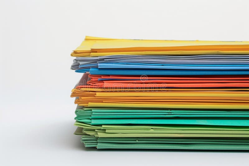 Organized Stack of Color-Coded Folders Stock Illustration ...