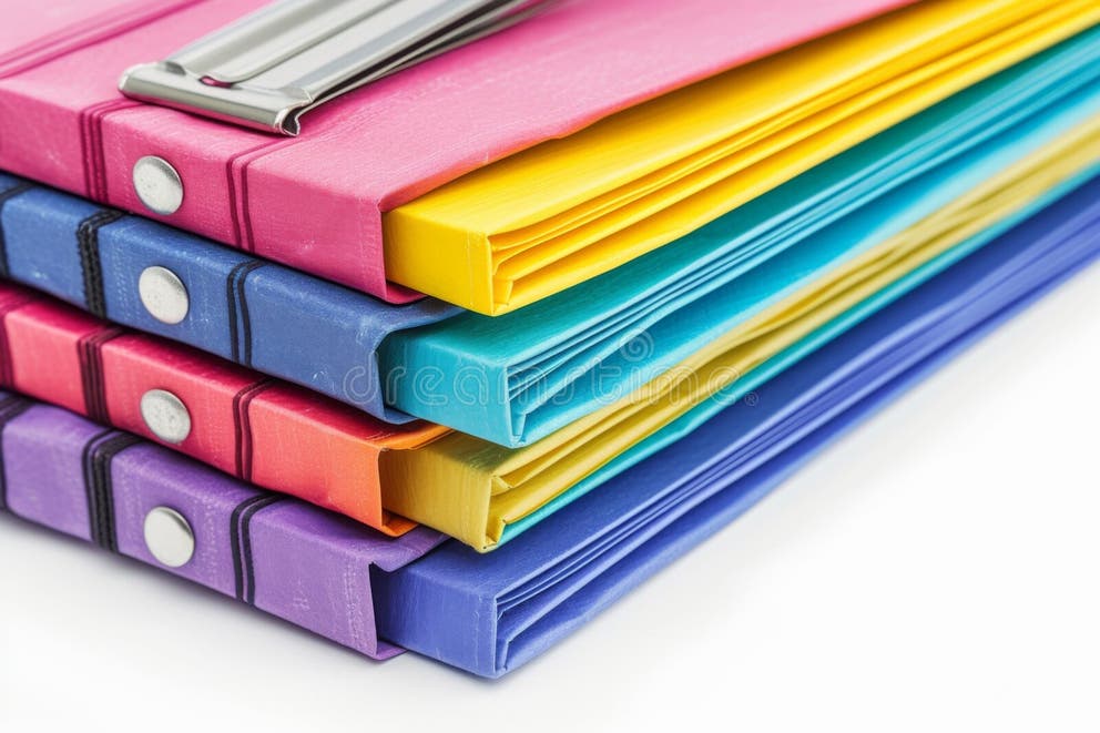 Organized Stack of Color-Coded Folders Stock Illustration ...