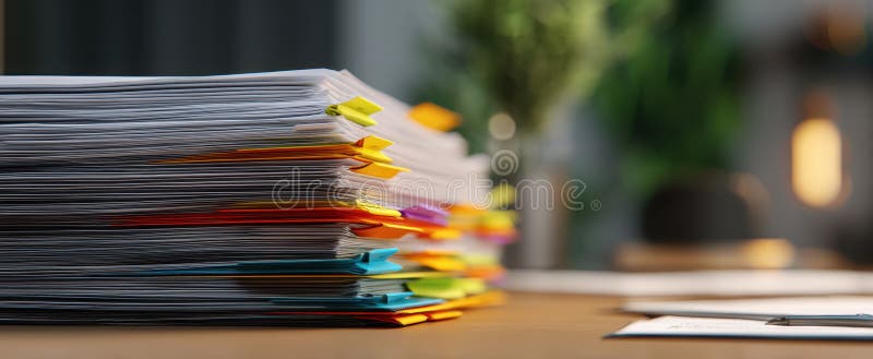 The Organized Stack of Colorful Documents on a Modern Office Desk.AI ...