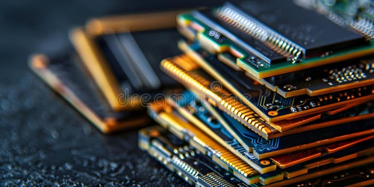 Organized Stack of Memory Card Components Ready for Assembly. Concept ...