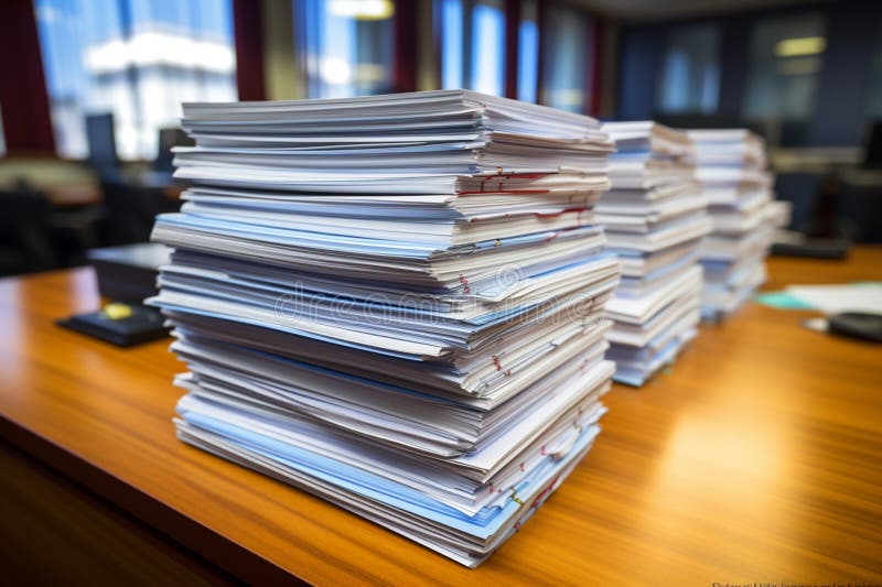 Organized Stack of Printed Documents for Efficient Office Management ... Organized Stack of Printed Documents for Efficient Office Management ...