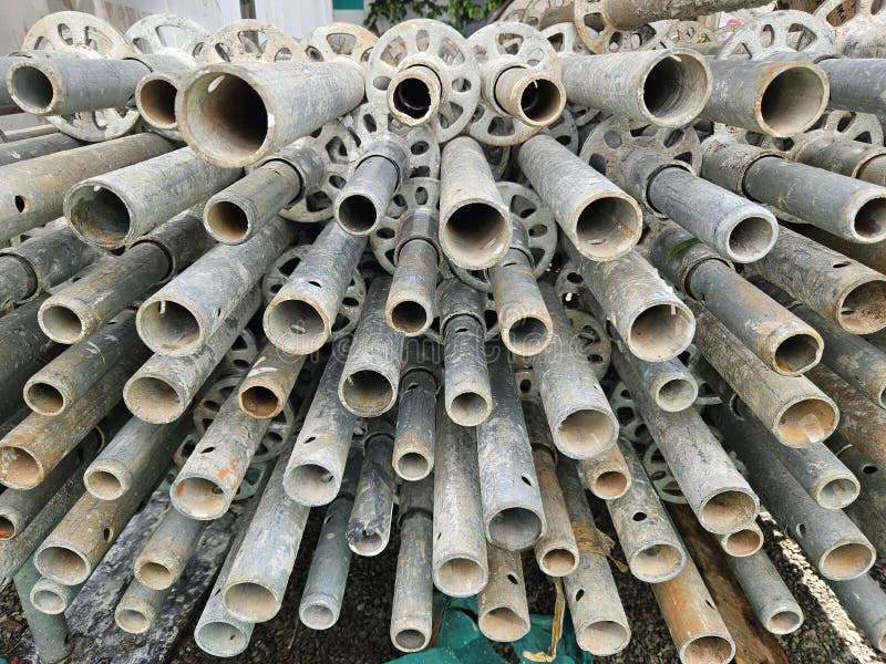 Organized Stack of Scaffolding for Construction Stock Photo - Image of ...