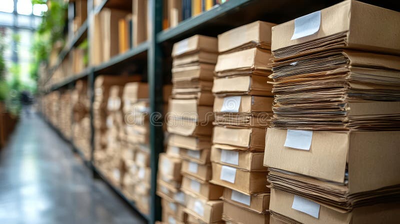Organized Stacks of Folders in a Modern Office Space Emphasizing ...