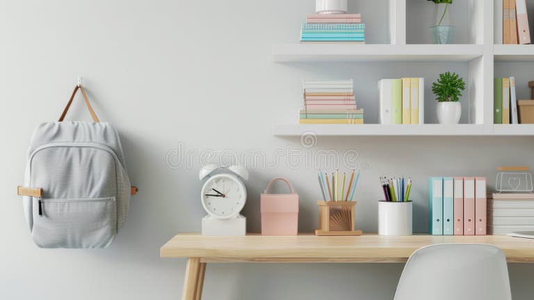 The Organized Study Desk. AI Generated Stock Image - Image of interior ...