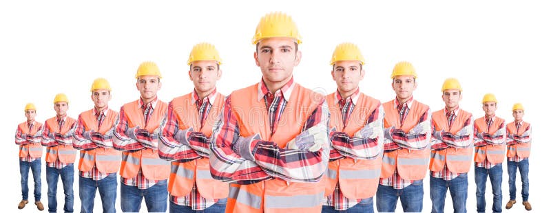 Organized Team of Builders or Construction Workers Stock Photo - Image ...