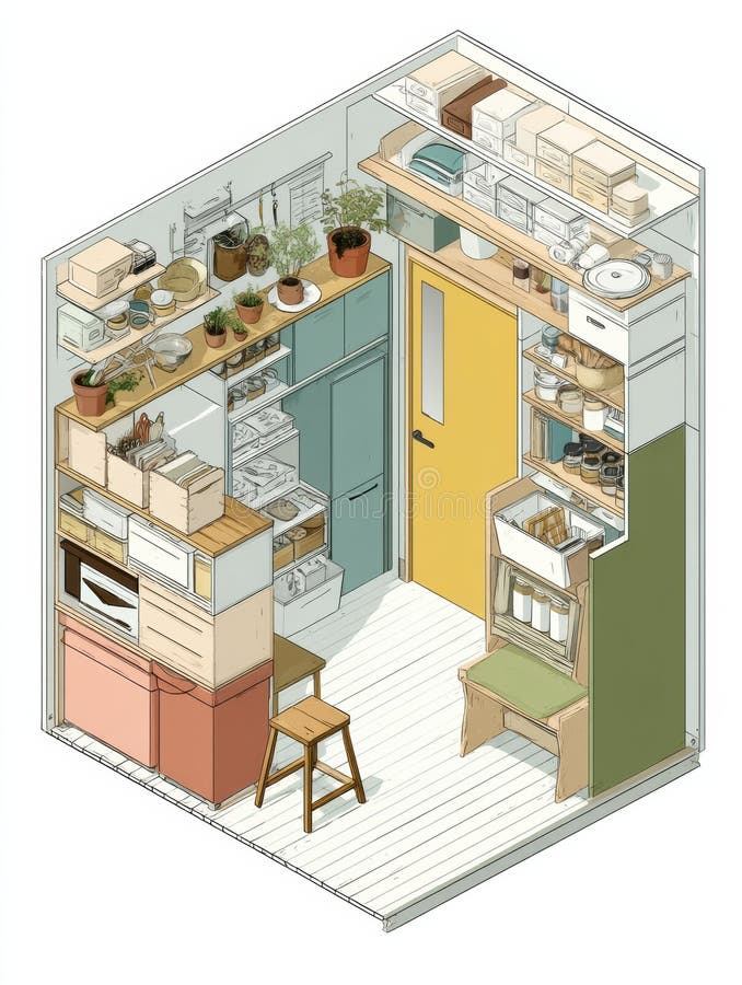 Organized Tiny Home Interior with Efficient Storage Solutions and a ...