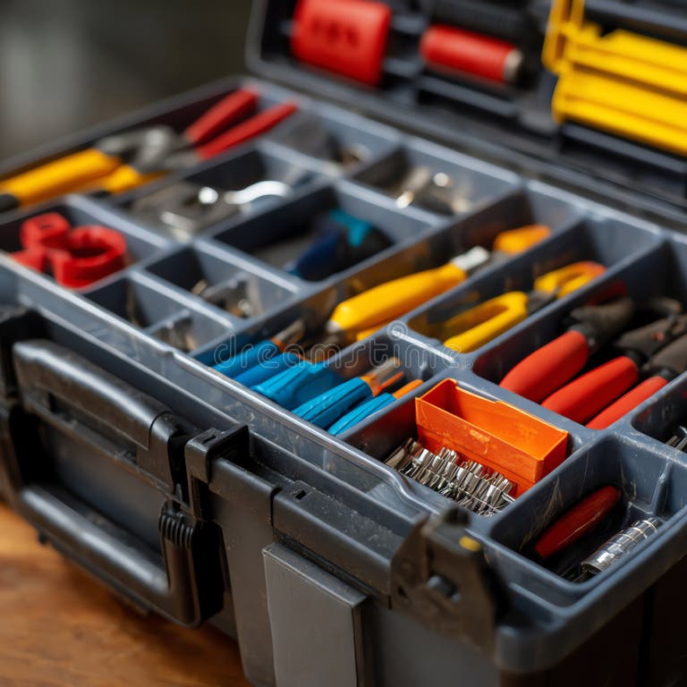 Organized Toolbox Filled with Colorful Tools Stock Illustration ...