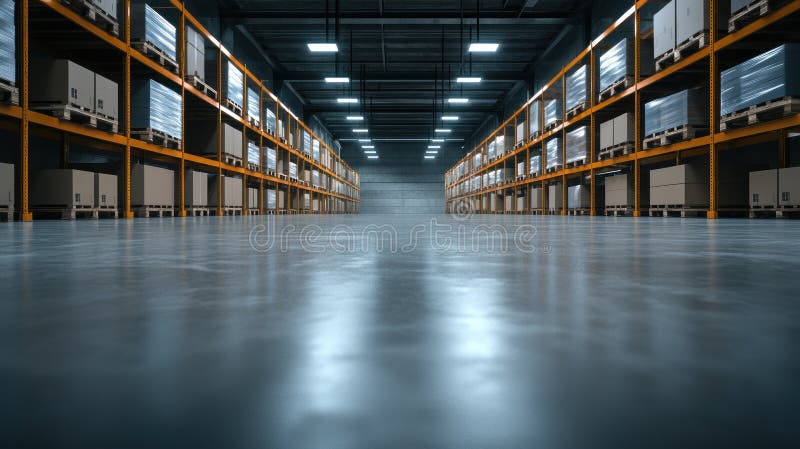 Organized Warehouse Aisles with Visible Stock and Clear Floor Space ...