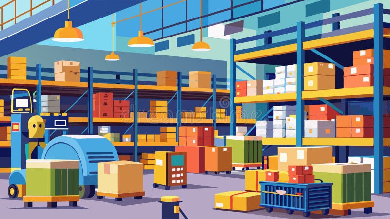 Organized Warehouse Interior Showcases Efficiency in Logistics and Supply Chain Management ...